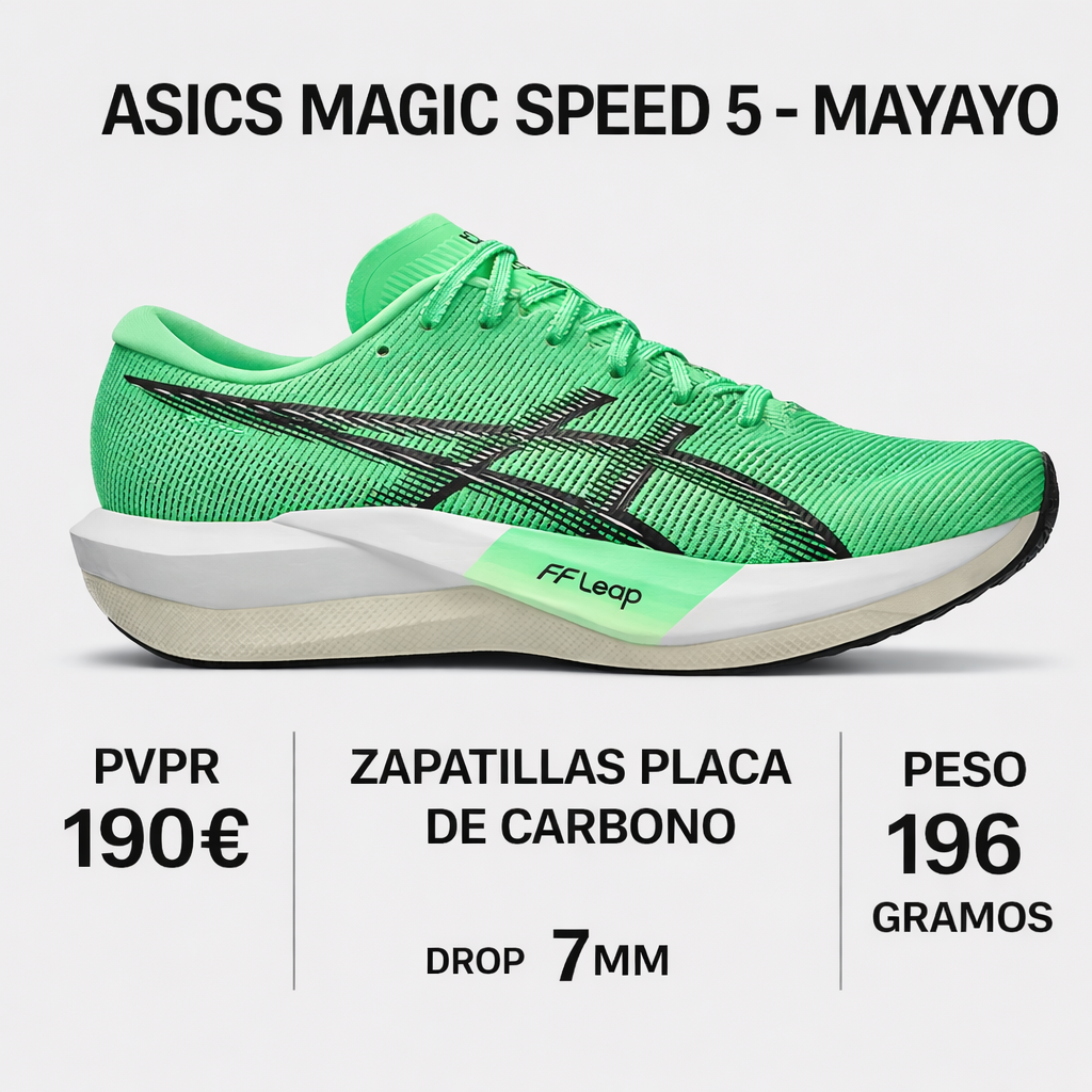 ASICS MAGIC SPEED 5: Zapatillas placa de carbono. Mayayo.
